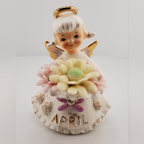 Lefton | Accents | Vintage Lefton April Birthday Angel Figurine | Poshmark